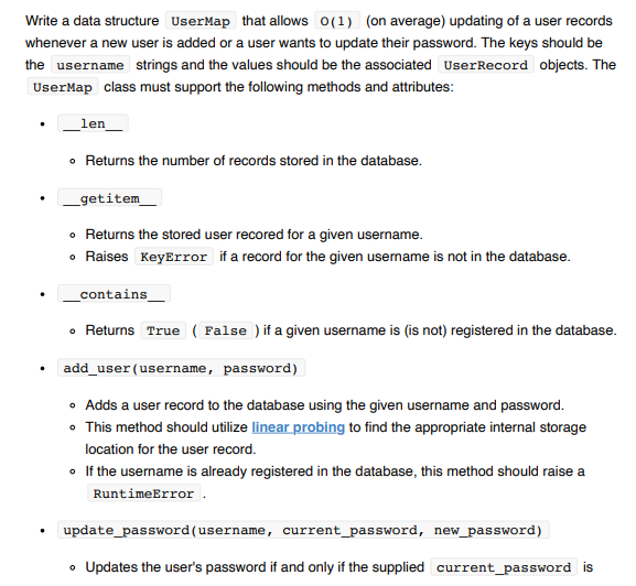 Solved User Database:we are going to implement a user | Chegg.com