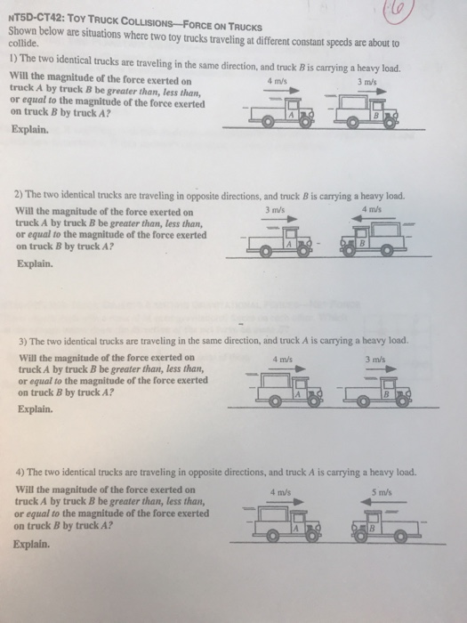 Solved (o NT5D-CT42: TOY TRUCK COLLISIONS FORCE ON TRUCKS | Chegg.com