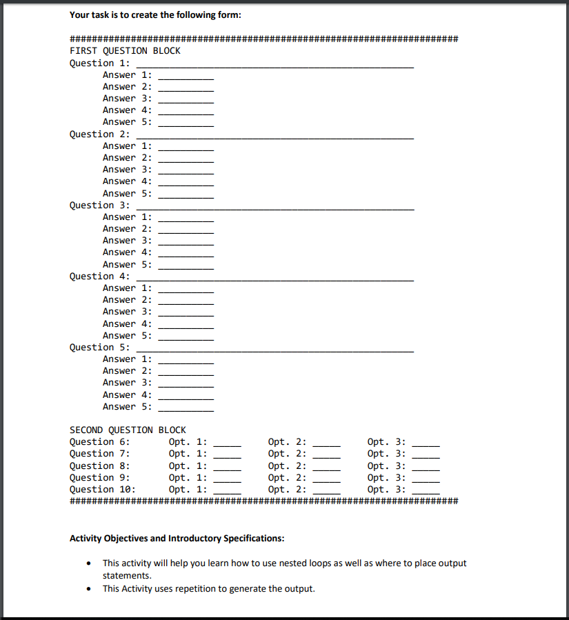 Solved Your task is to create the following form FIRST | Chegg.com