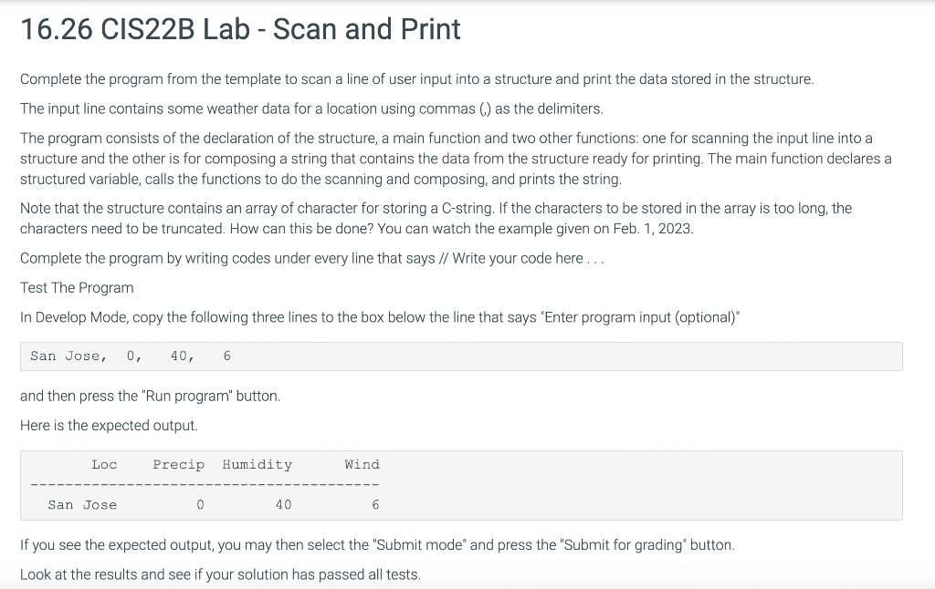 Solved Complete the program from the template to scan a line | Chegg.com