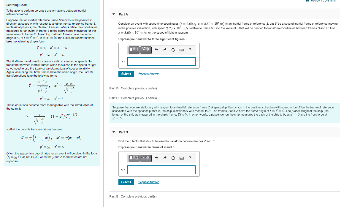 Solved Review Constants Part A Learning Goal: To be able to | Chegg.com