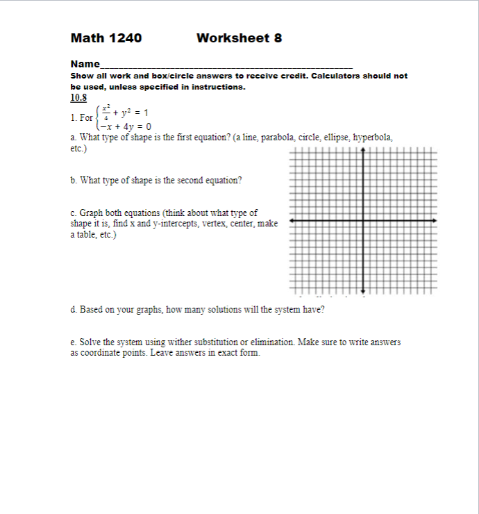 Solved Name Show all work and box/circle answers to receive | Chegg.com