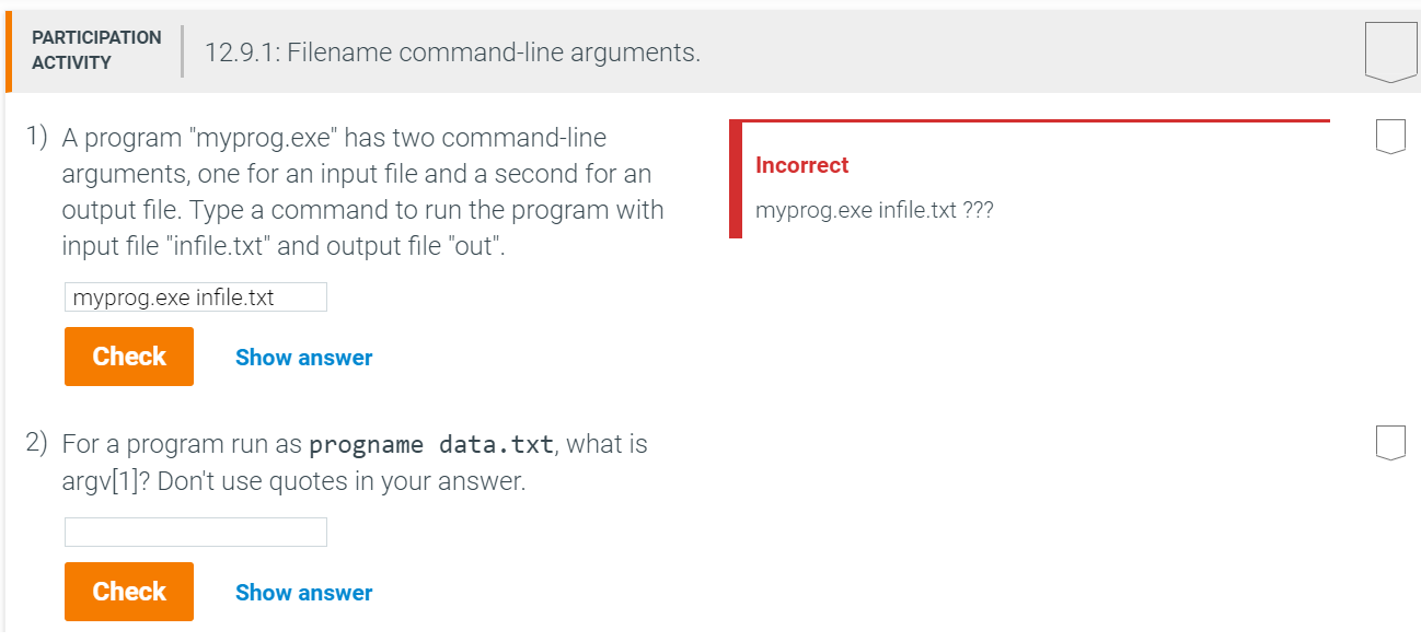 PARTICIPATION ACTIVITY 12.9.1: Filename command-line | Chegg.com
