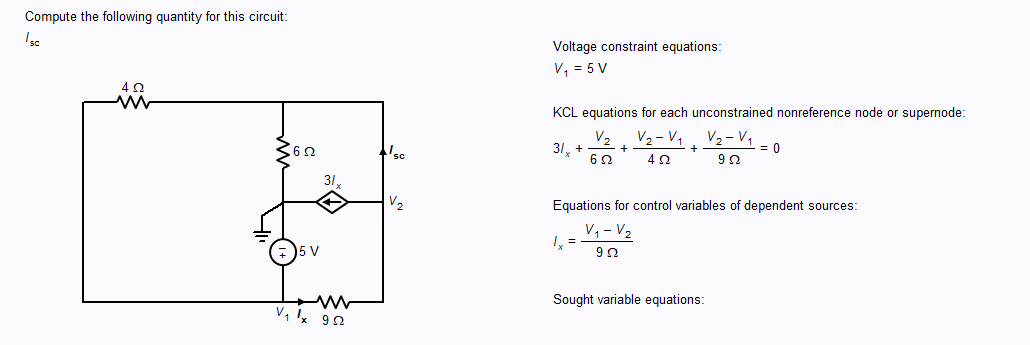 Solved Compute the following quantity for this circuit: Isc | Chegg.com