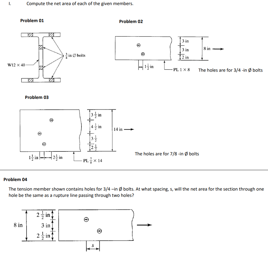 Solved Compute the net area of each of the given members. | Chegg.com