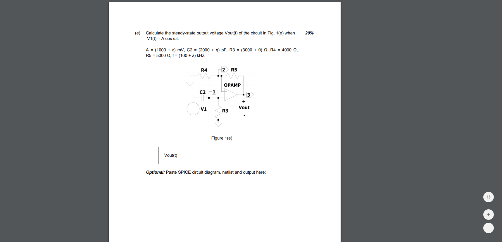 Solved 20 E Calculate The Steady State Output Voltage