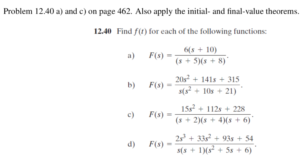 Solved Problem 12.40 a) and c) on page 462. Also apply the | Chegg.com