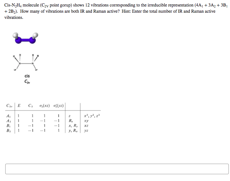 Solved Cis-N,H, molecule (C2v point gorup) shows 12 | Chegg.com