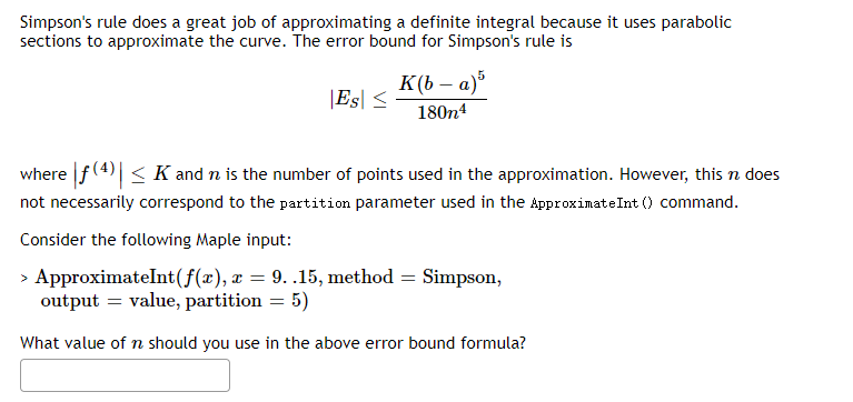 Solved Simpson's rule does a great job of approximating a | Chegg.com