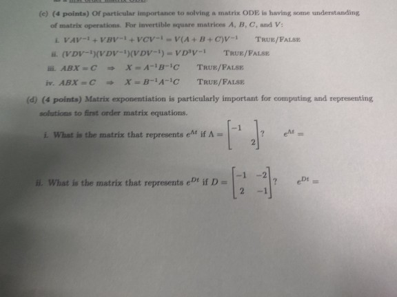 Solved (c) (4 points) Of particular importance to solving a | Chegg.com