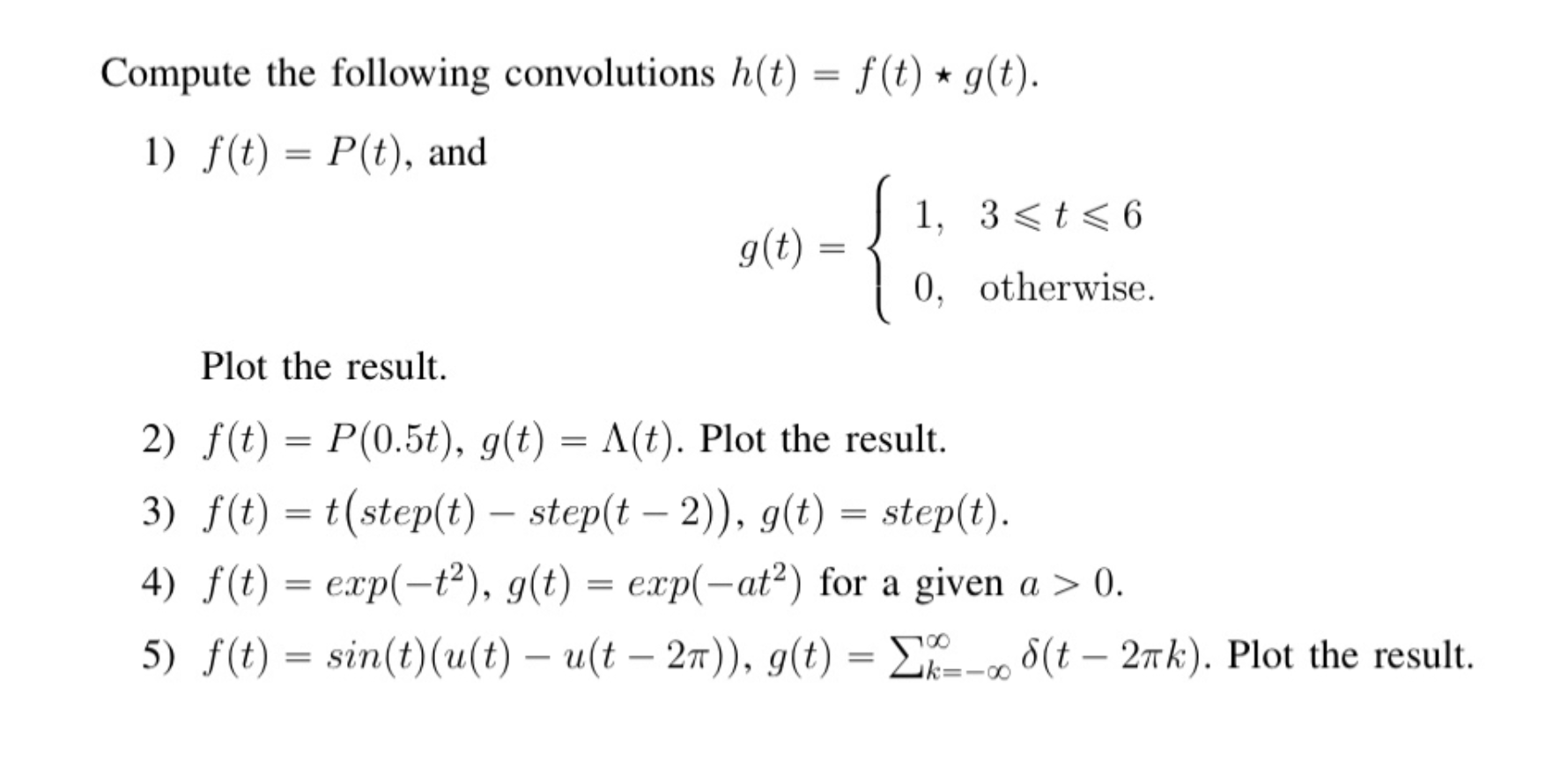 Compute the following convolutions | Chegg.com