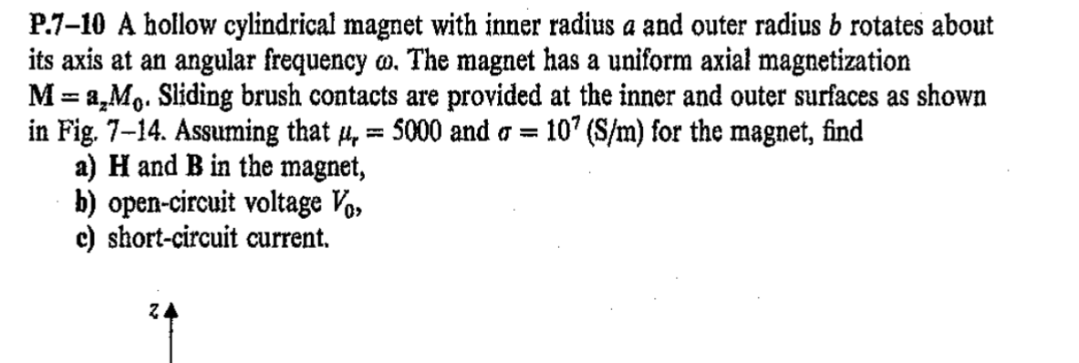 Solved P.7-10 A hollow cylindrical magnet with inner radius | Chegg.com