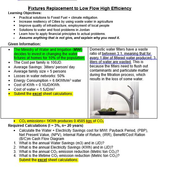Solved Fixtures Replacement to Low Flow High Efficiency | Chegg.com