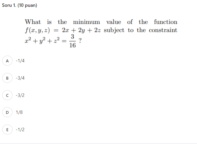Solved What is the minimum value of the function | Chegg.com