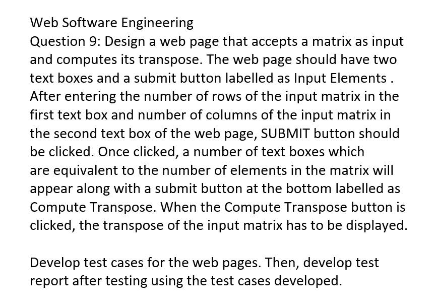 Solved Web Software Engineering Question 9: Design a web | Chegg.com