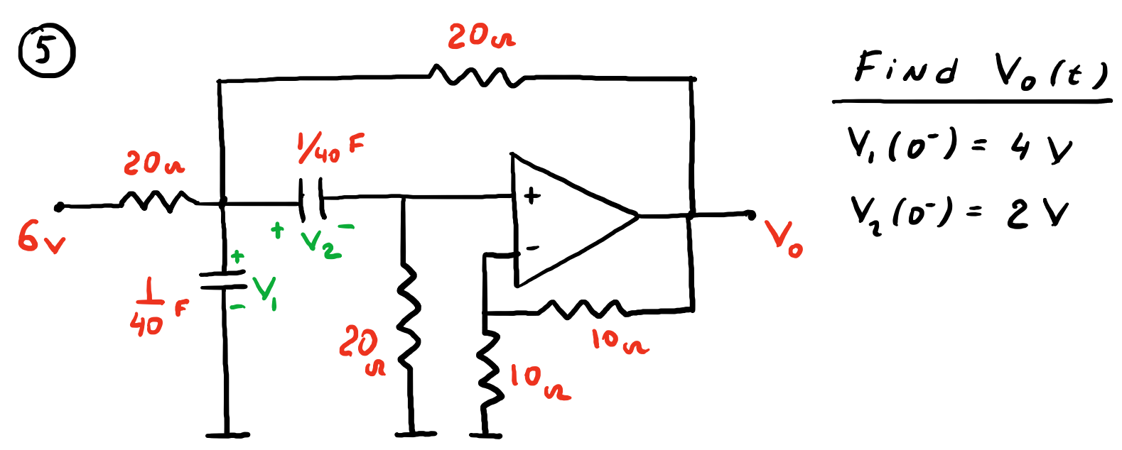 Solved \begin{tabular}{l} Find V0(t) \\ \hlineV1(0−)=4 V \\ | Chegg.com