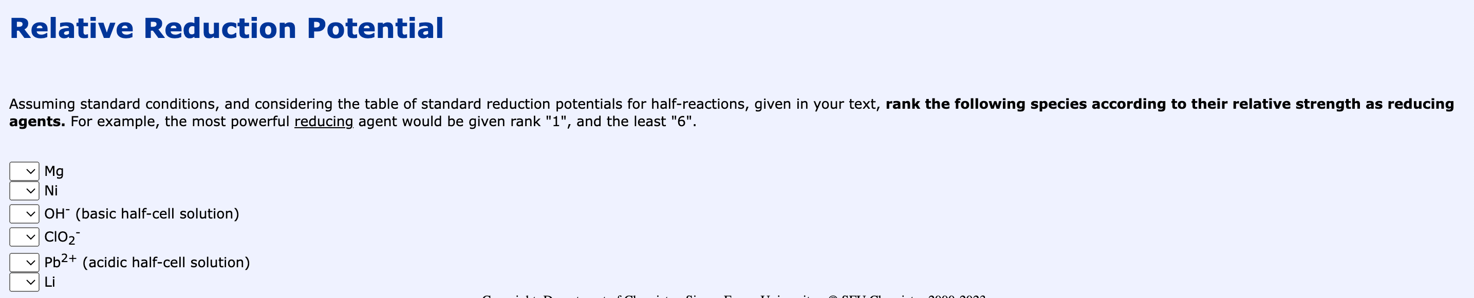 Solved Relative Reduction Potential agents. For example, the | Chegg.com