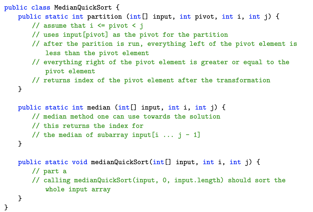 Solved public class MedianQuickSort { public static int | Chegg.com