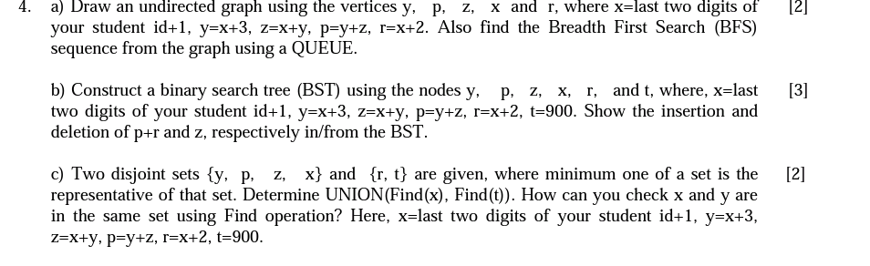 Solved 4. [2] a) Draw an undirected graph using the vertices | Chegg.com