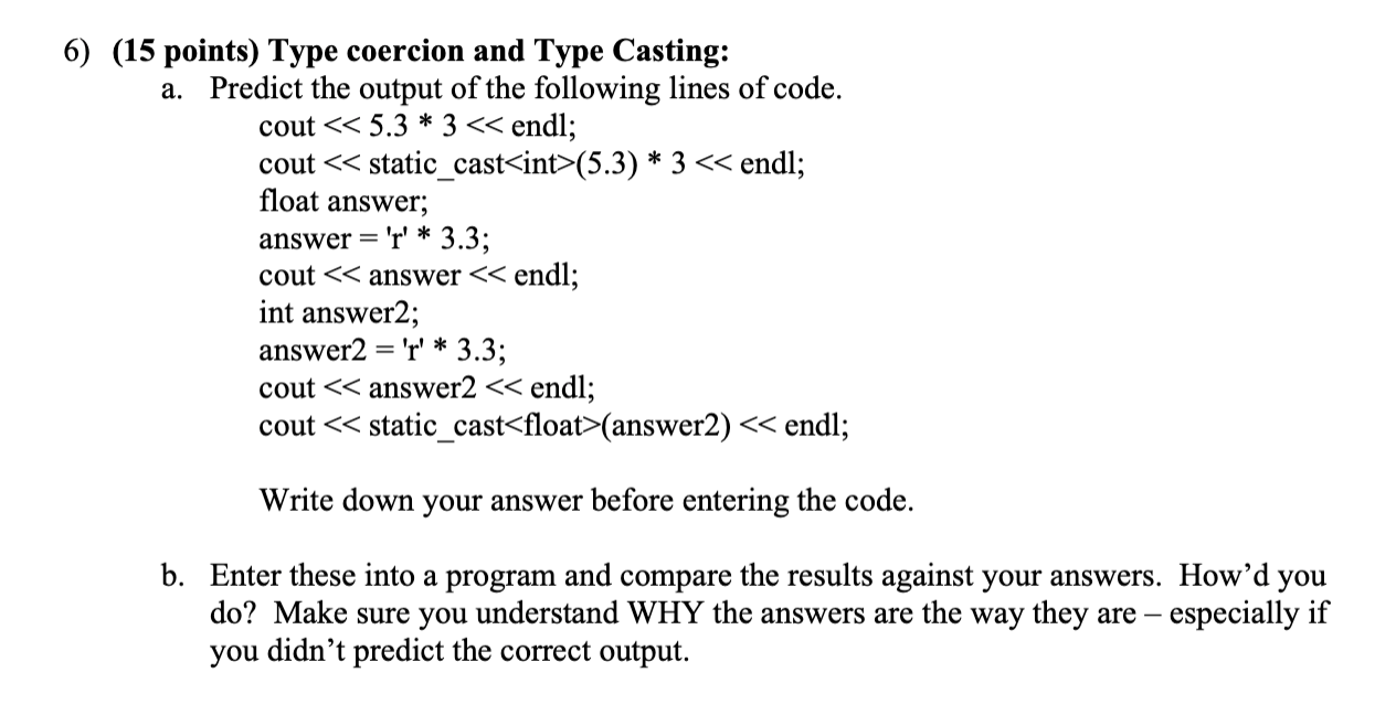 Solved 4) (8 points) Data types: For each of the following, | Chegg.com