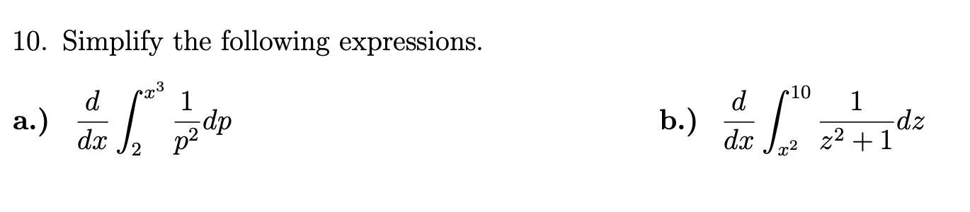 Solved 10. Simplify the following expressions. d pri 1. a.) | Chegg.com