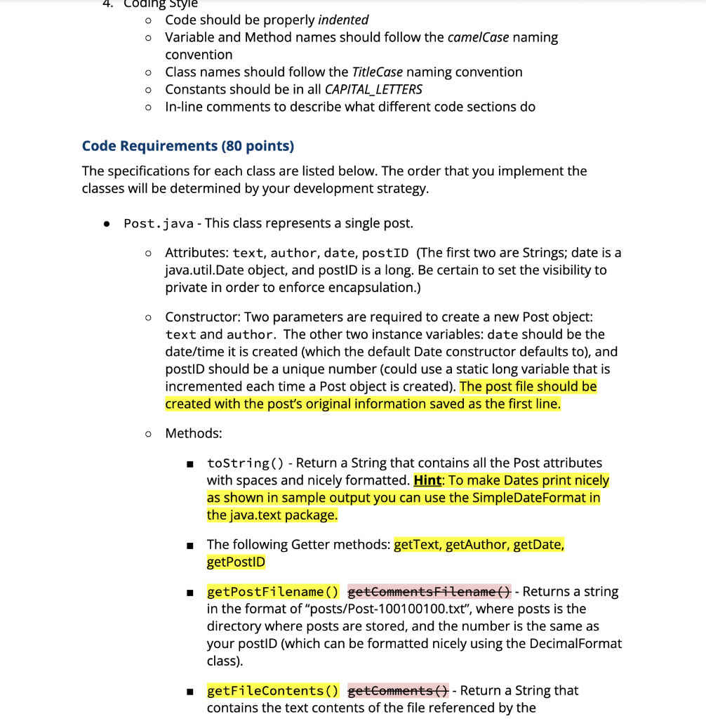 Overview TextBook is a console-based Social Media | Chegg.com