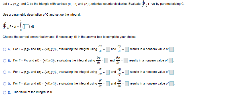 Solved Let F= (x,y) and C be the triangle with vertices (0, | Chegg.com