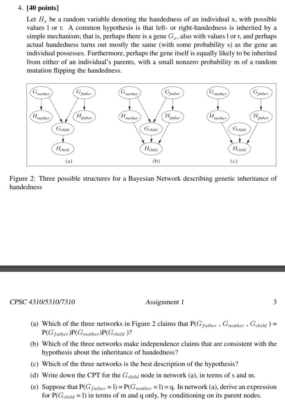 Solved 4. [40 points] Let H, be a random variable denoting | Chegg.com