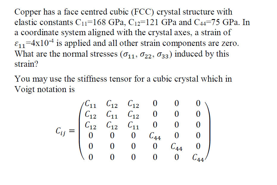 Solved Copper has a face centred cubic (FCC) crystal | Chegg.com