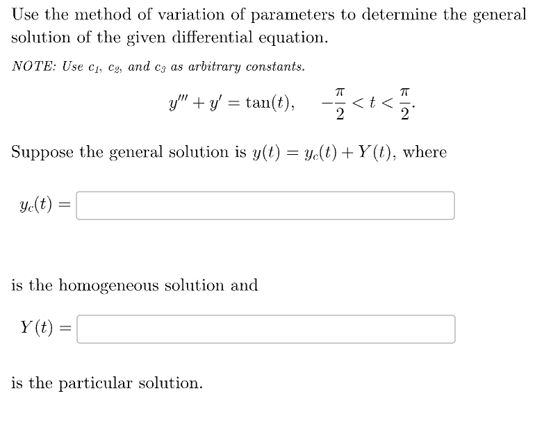 Solved Use the method of variation of parameters to | Chegg.com