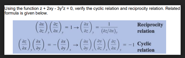 Solved Using the function z + 2xy - 3y^2z = 0, verify the | Chegg.com