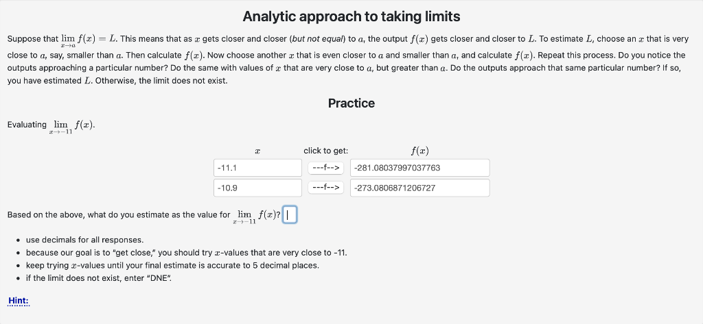 Solved Analytic approach to taking limits Suppose that | Chegg.com
