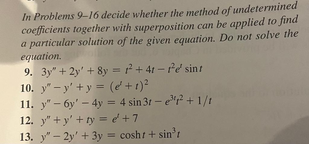 Solved In problems 9-16: decide whether the method of | Chegg.com