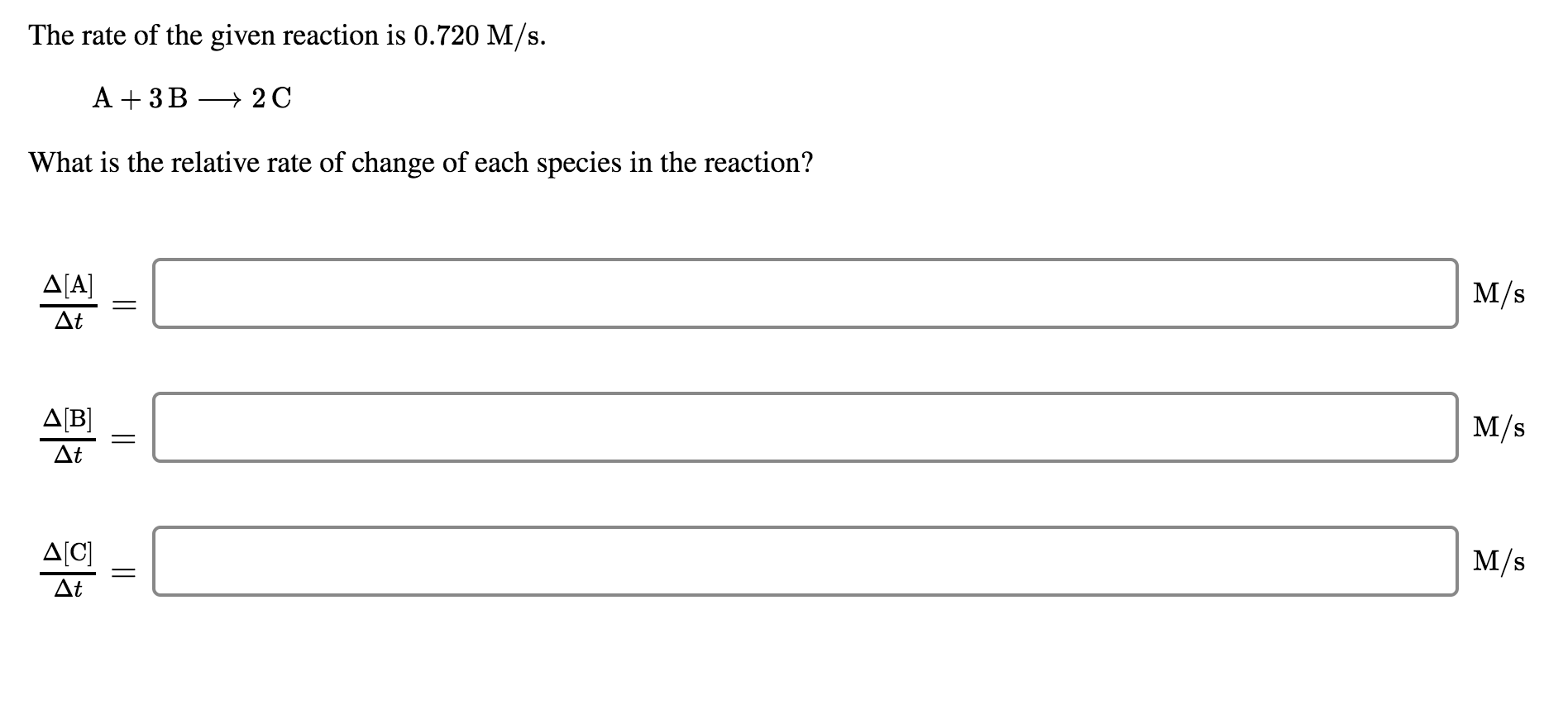 Solved The Rate Of The Given Reaction Is 0 720 M s A 3B Chegg solved-the-rate-of-the-given-reaction-is-0-720-m-s-a-3b-chegg