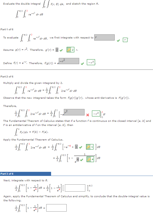 Solved Evaluate the double integral 6 / 61, 0) da, and | Chegg.com