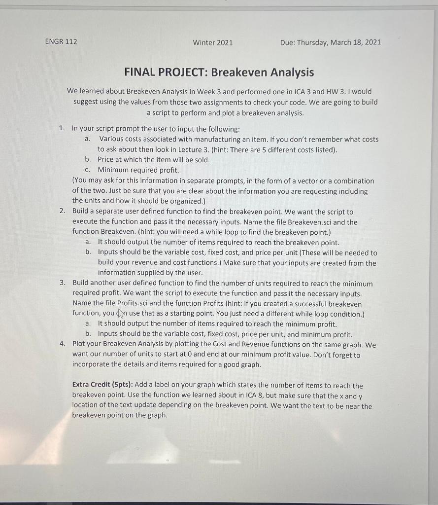 ENGR 112 Winter 2021 Due: Thursday, March 18, 2021 | Chegg.com