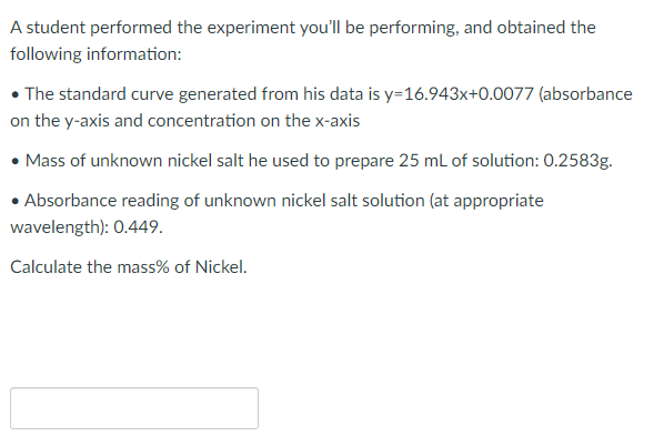 Solved A student performed the experiment you'll be | Chegg.com