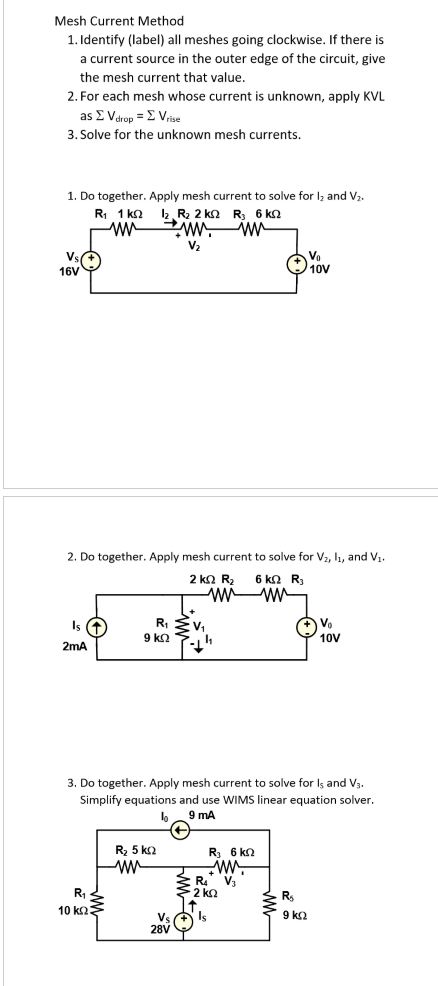 Solved Mesh Current Method 1. Identify (label) all meshes | Chegg.com