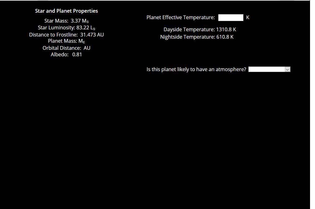 Solved Star and Planet Properties Planet Effective | Chegg.com