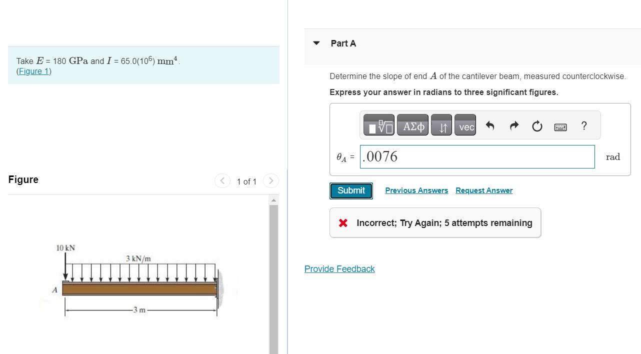 Solved Take E=180GPa and I=65.0(106)mm4.(Figure 1)Figure1 | Chegg.com