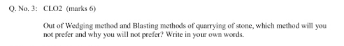 Solved Q. No. 3: CLO2 (marks 6) Out of Wedging method and | Chegg.com