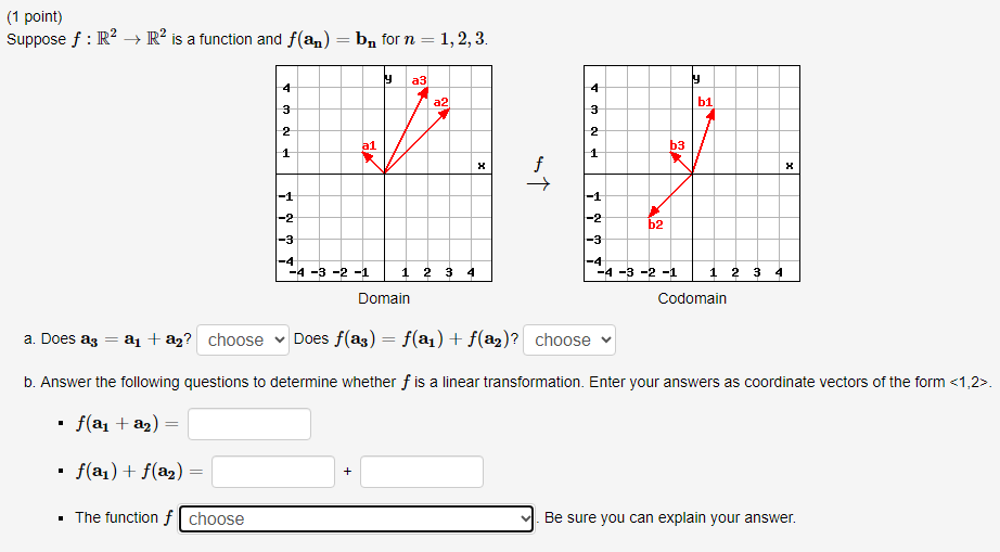 Solved (1 point) Suppose f:R2→R2 is a function and f(an)=bn | Chegg.com Solved (1 point) Suppose f:R2→R2 is a function and f(an)=bn | Chegg.com