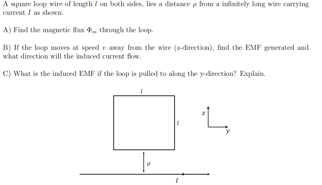 Solved A square loop wire of length 1 on both sides, lies a | Chegg.com