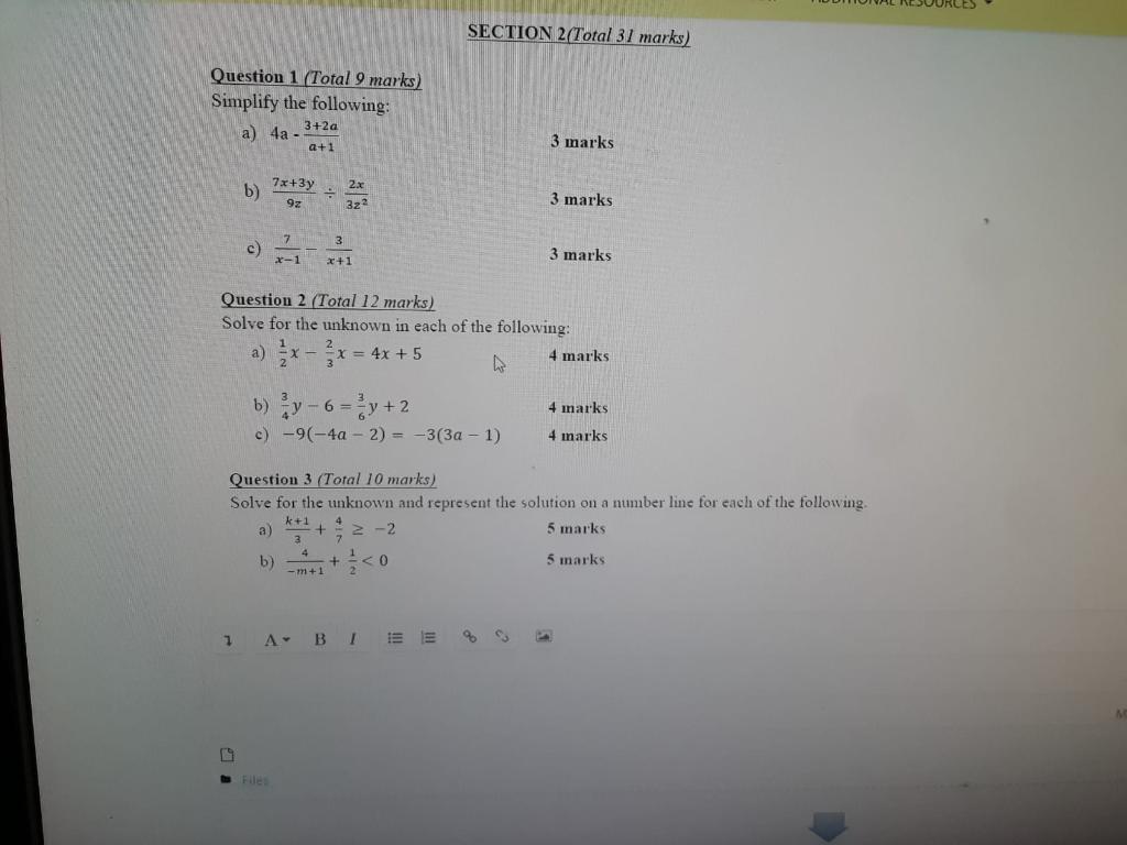 Solved SECTION 2 (Total 31 marks) Question 1 (Total 9 marks) | Chegg.com