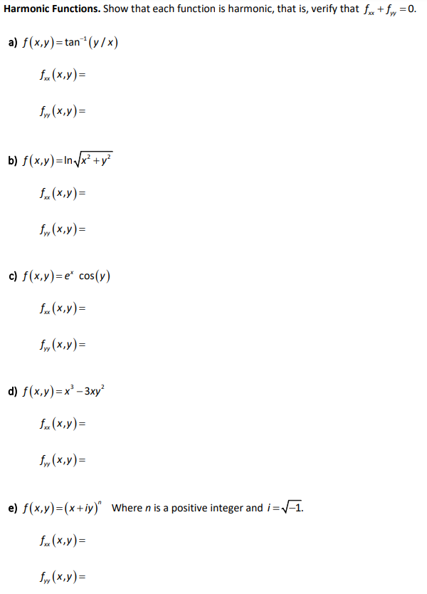 Solved Harmonic Functions. Show that each function is | Chegg.com