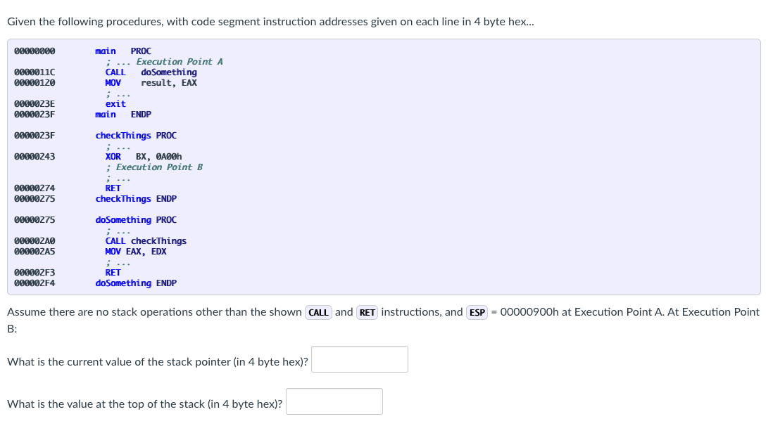 Given the following procedures, with code segment | Chegg.com