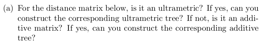 (a) For the distance matrix below, is it an | Chegg.com