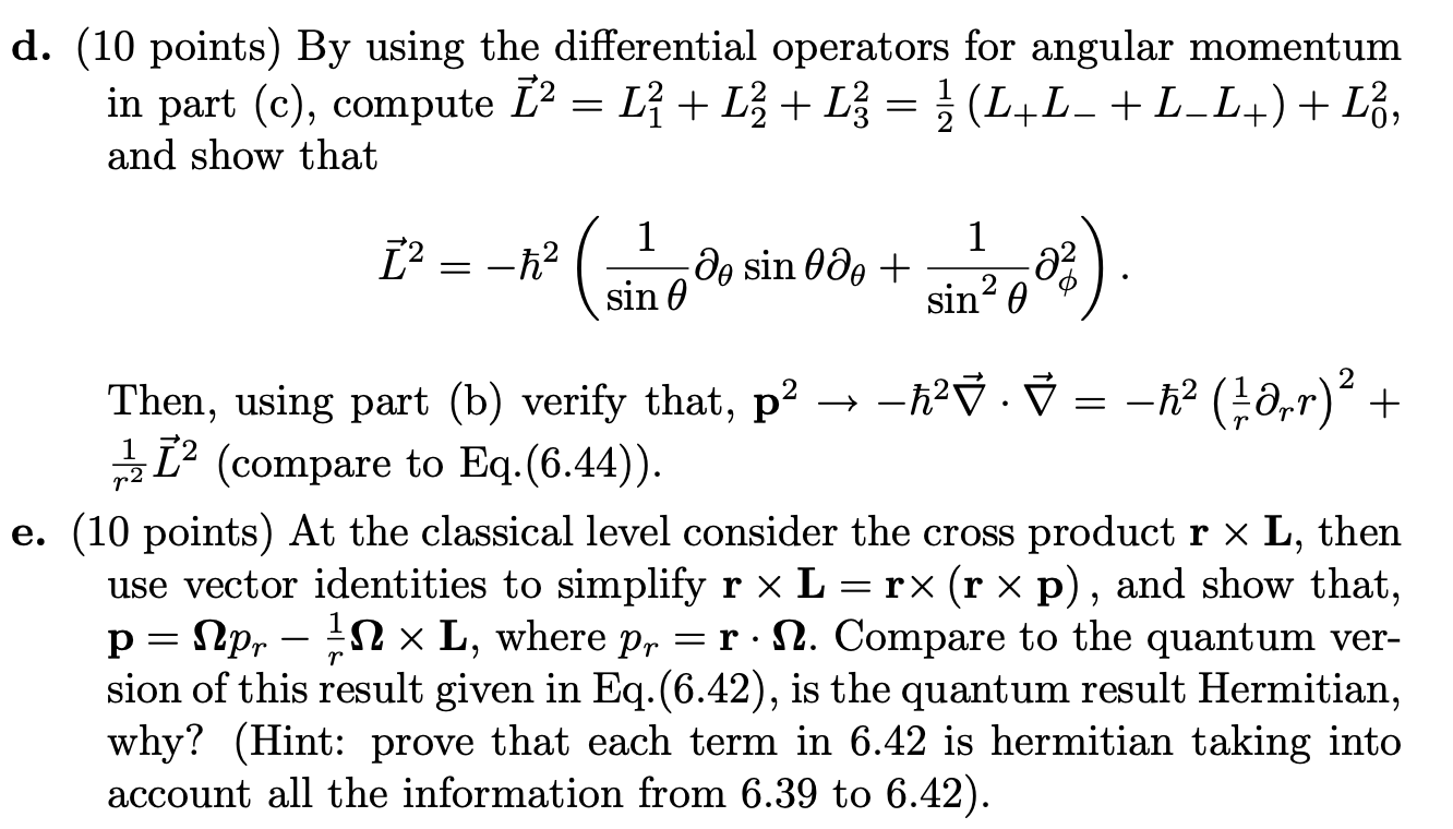Solved d. (10 points) By using the differential operators | Chegg.com
