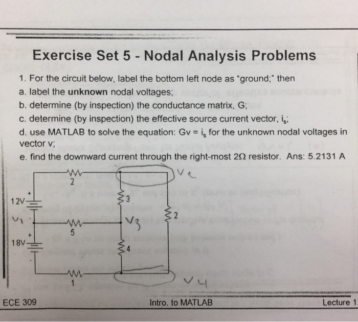 Solved Exercise Set 5 Nodal Analysis Problems 1. For the | Chegg.com
