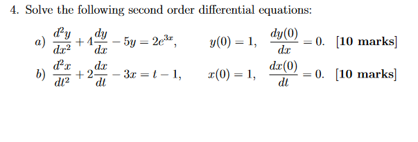 Solved 4. Solve the following second order differential | Chegg.com